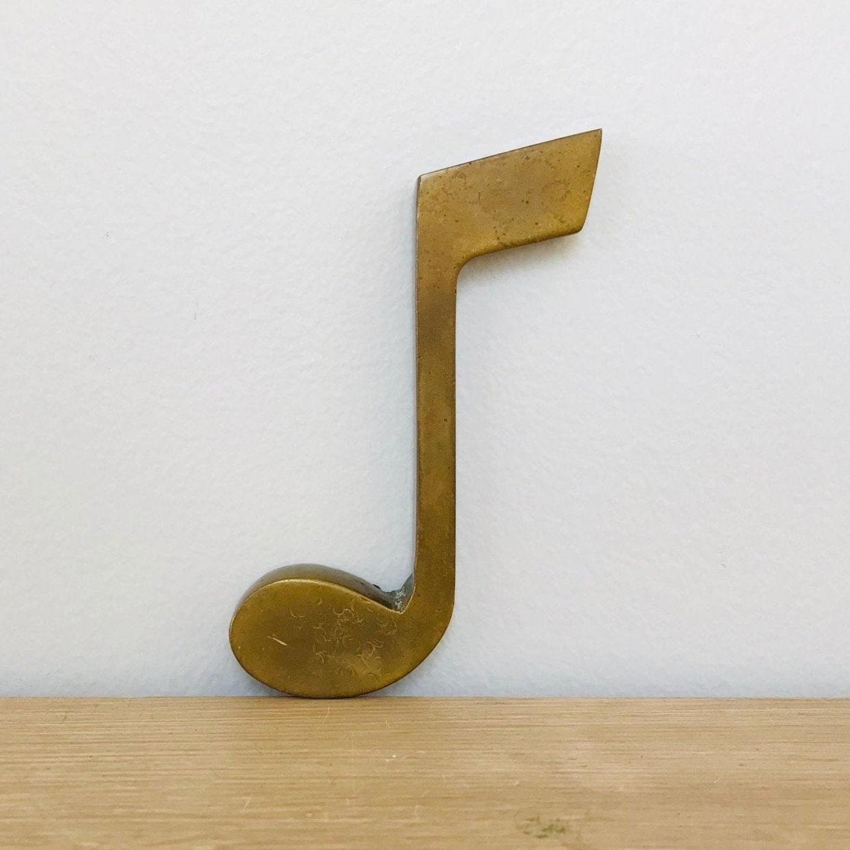 Vintage Brass Music Note Sculpture Paperweight | Delve Chicago ...