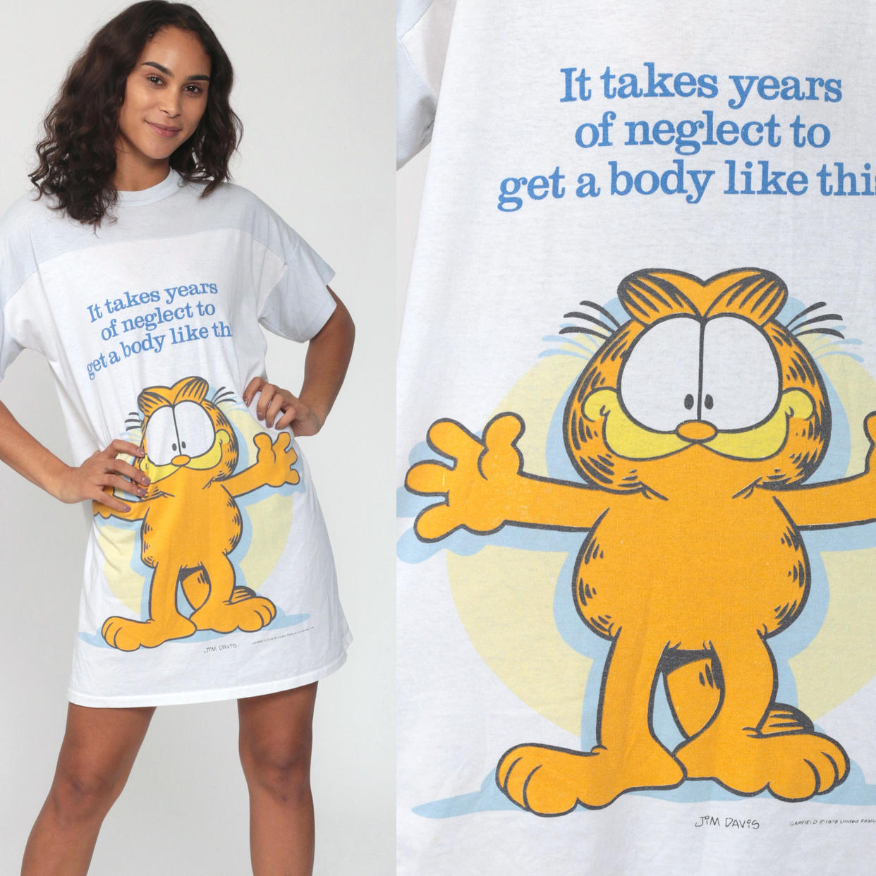 Garfield Pajama Dress Funny Nightie Night Shirt Nightgown | Shop Exile ...