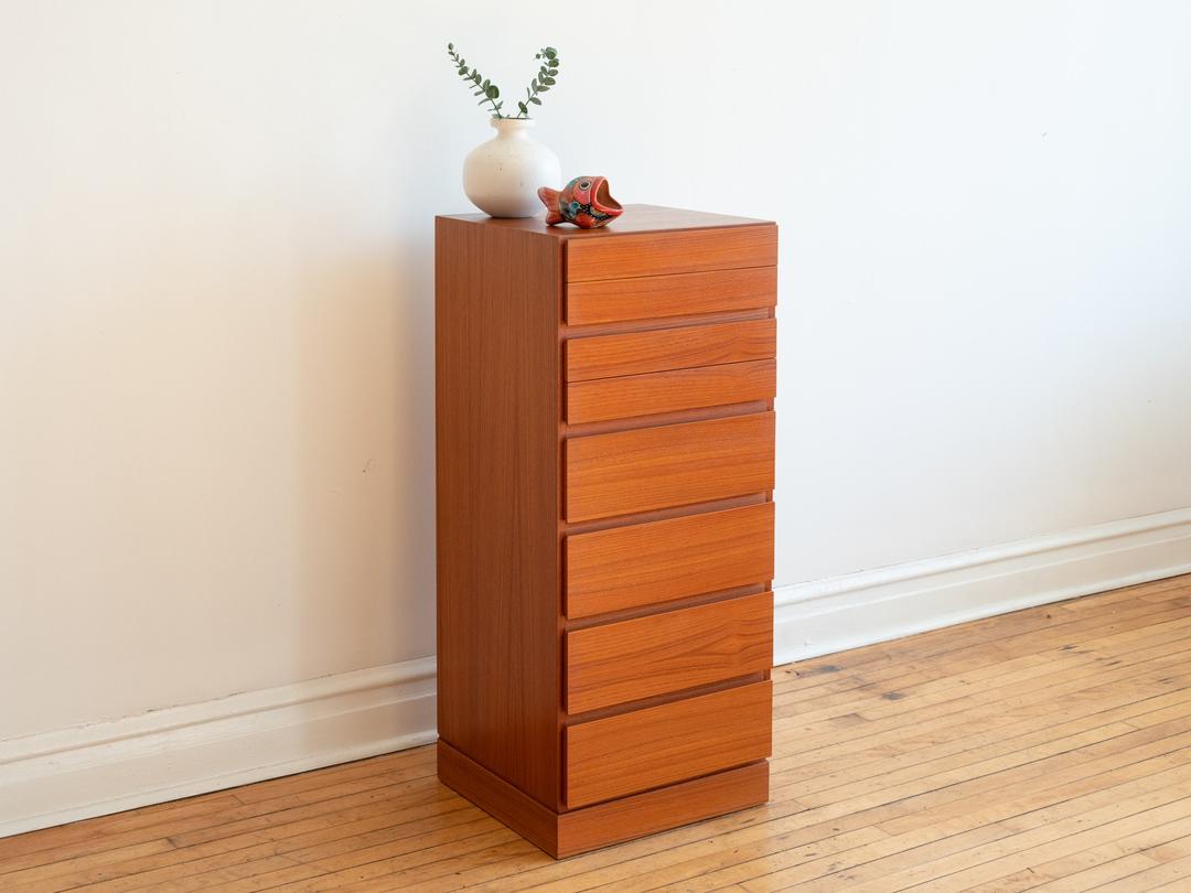 Slim Danish Mid Century Modern Lingerie Chest of Drawers | Spaced Out ...