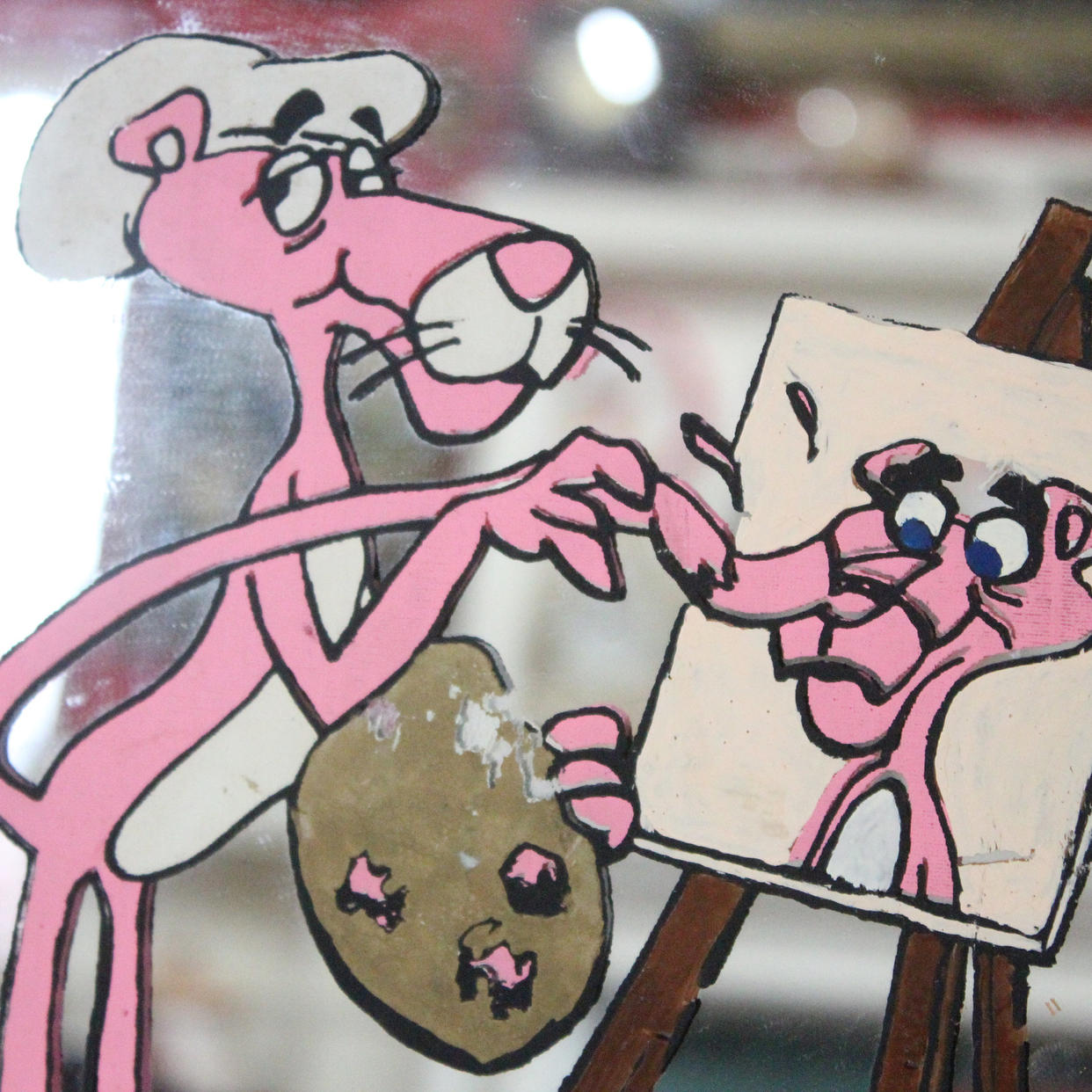 Vintage Hand-Painted Pink Panther Mirror | Memory Hole Vintage ...