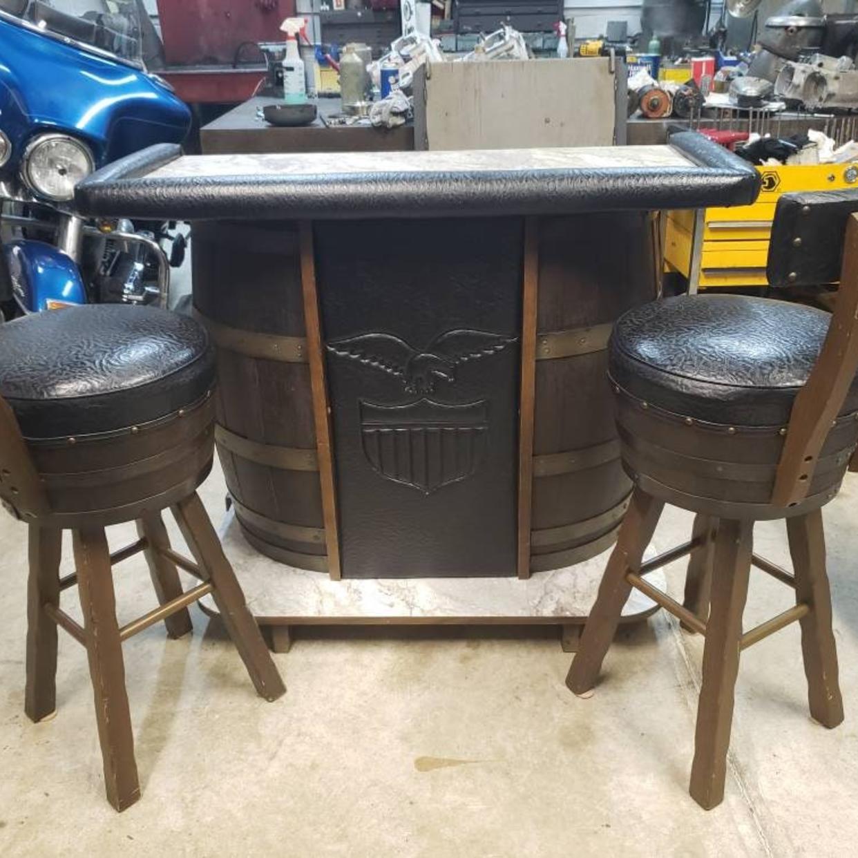 Vintage Whiskey Barrel Bar, 1960s Cocktail Bar, Western | A GoGo ...