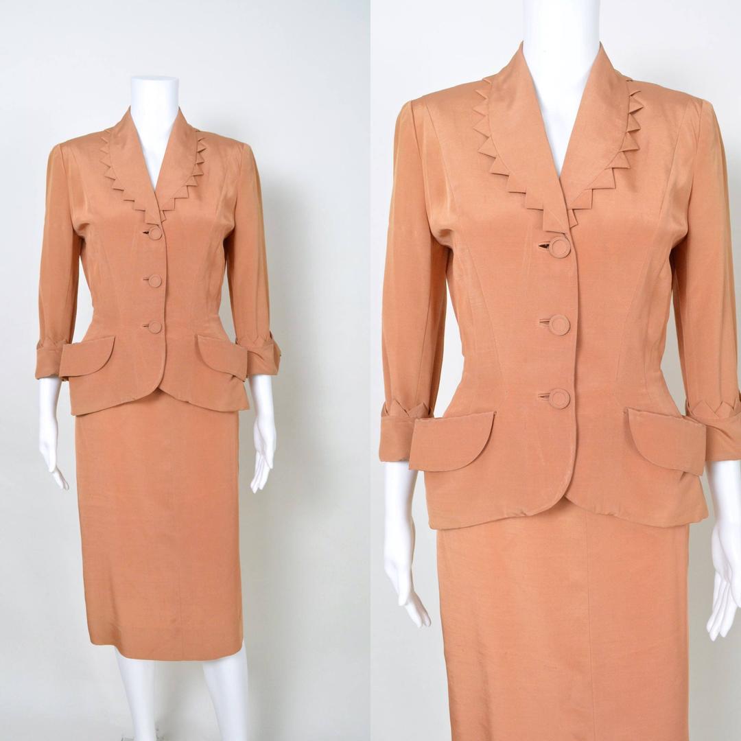 Vintage 1950s 1940s Suit 40s 50s Designer Dress Fred A | Little Stars ...