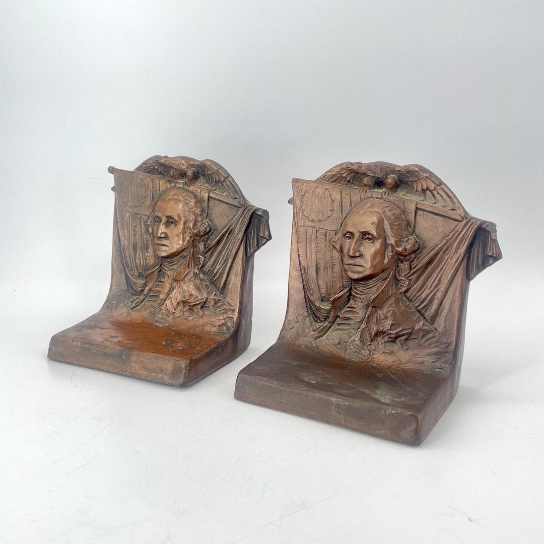 Vintage George Washington Bust Bookends Bronze Coated and Filled Mid ...