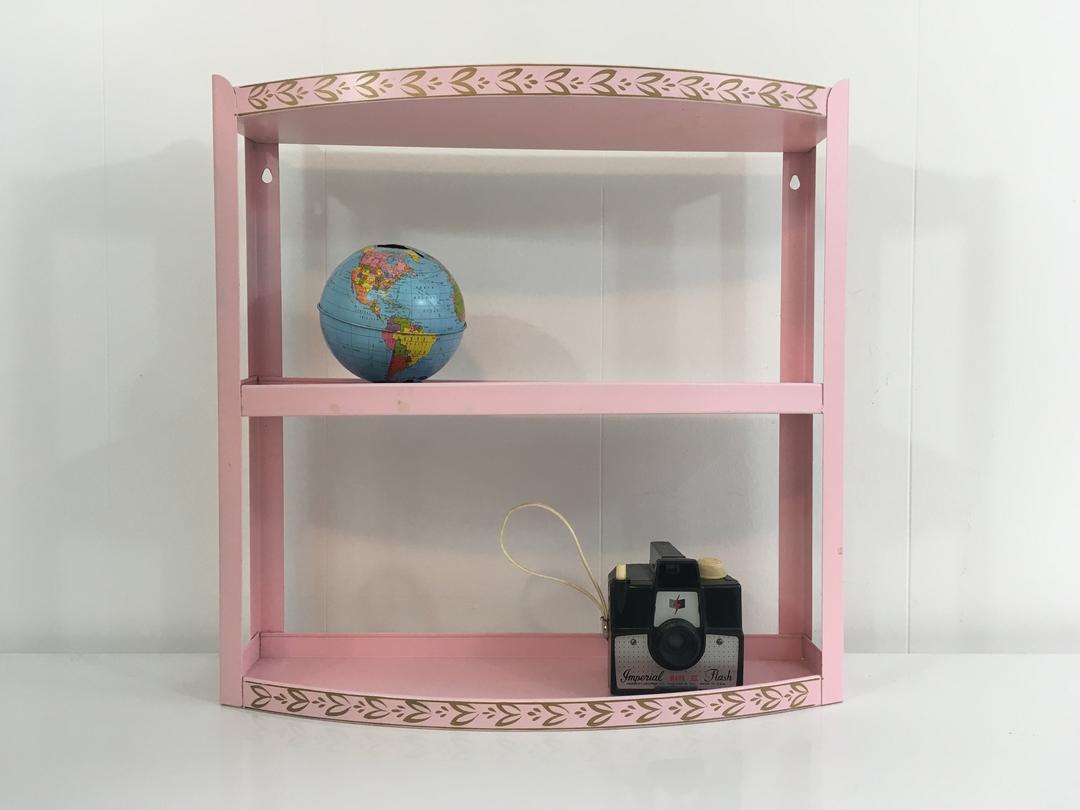 Vintage Pink Metal Shelf With Gold Design Bathroom Storage Curio ...