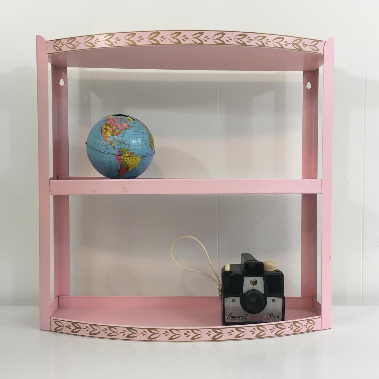 Vintage Pink Metal Shelf With Gold Design Bathroom | Check Engine ...