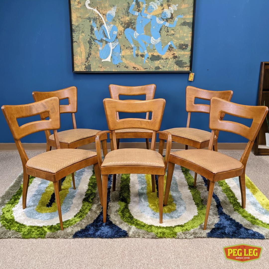 Set of 6 Mid-Century Modern Dog Bone dining chairs by Heywood | Peg Leg ...