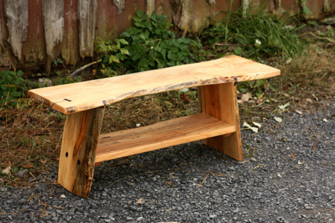 Live Edge Maple Slab Hall Bench | Strong Oaks Woodshop | Front Royal, VA