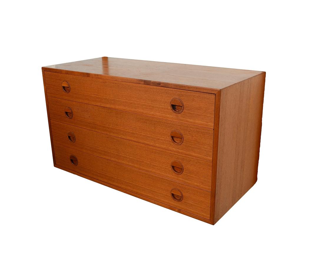 Danish Modern Teak Drawer Wall Unit Floating Dresser Cabinet by ...