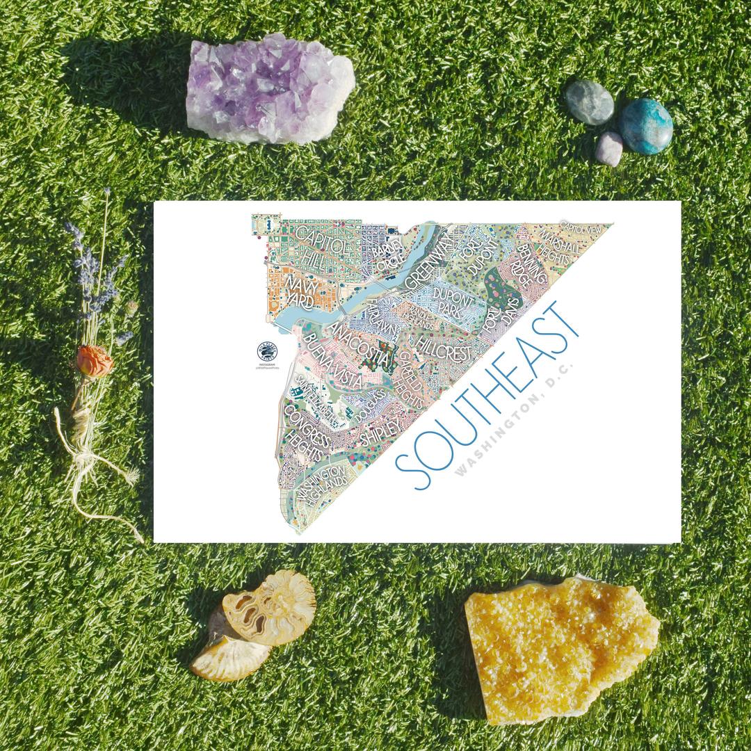 Southeast Washington DC neighborhoods map | Wild Places Prints ...
