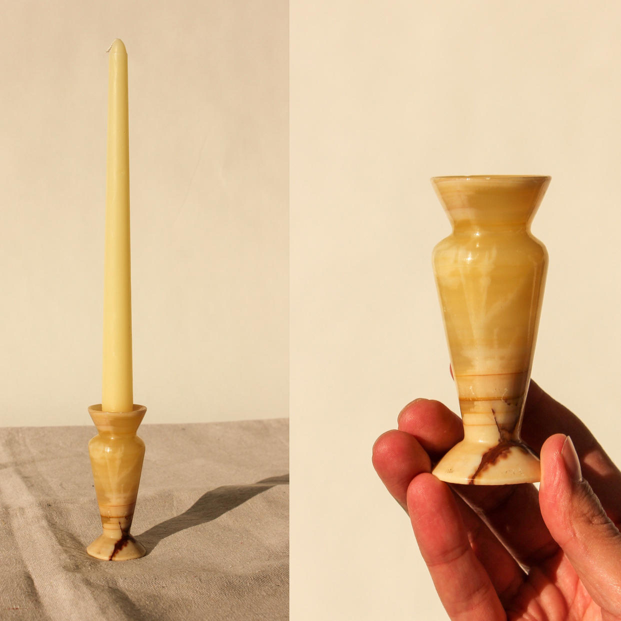 Vintage Alabaster Agate Hand Carved Candlestick Holder | Marble, | The ...