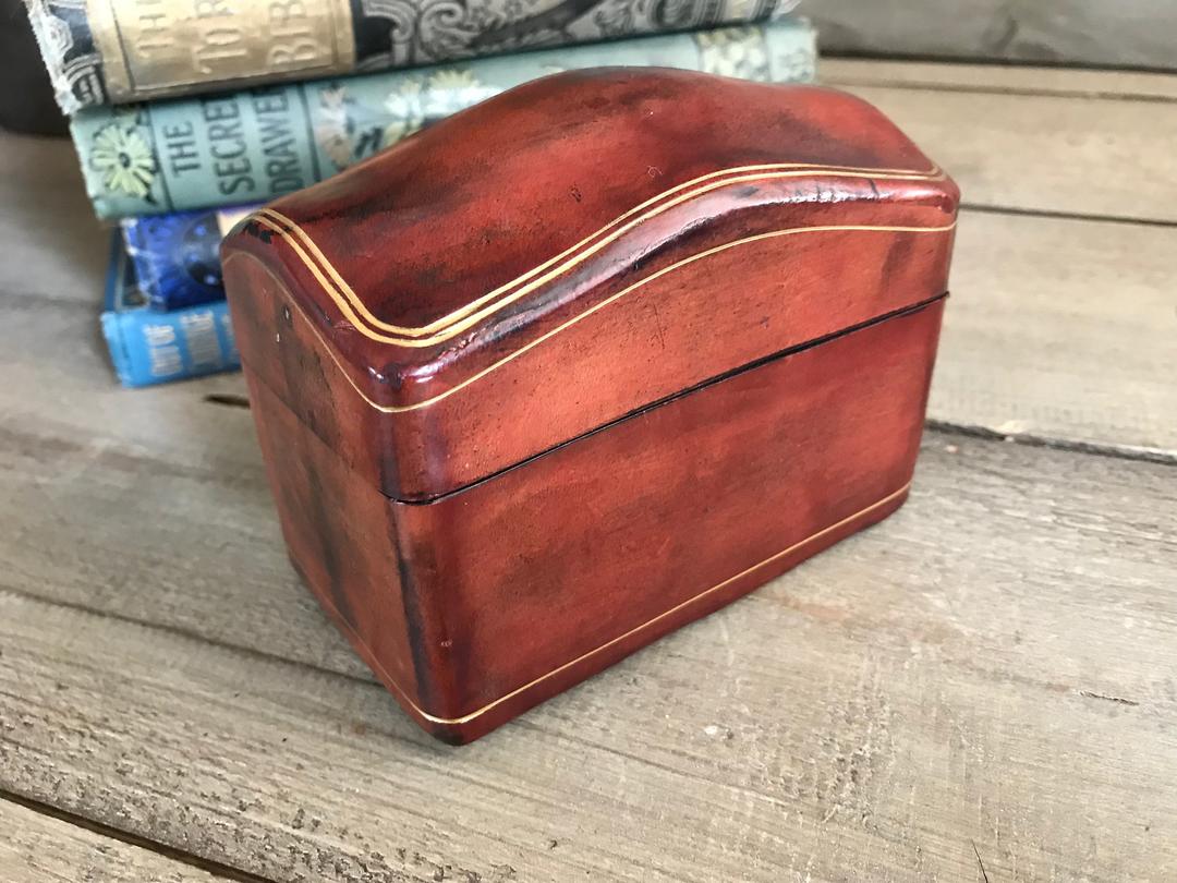 Italian Leather Playing Card Case Box, Holds 2 Decks, Hallmarked Made ...