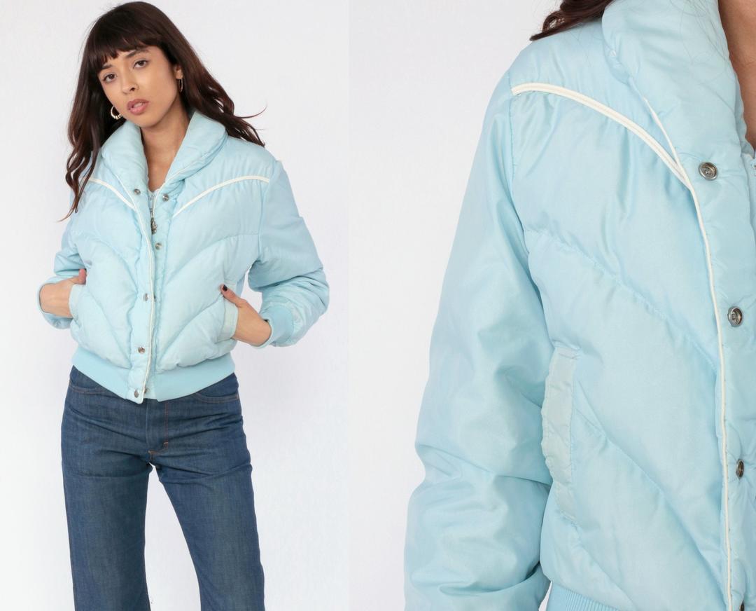 Baby Blue Puffer Jacket Ski Jacket 70s Winter Coat Down | Shop Exile ...