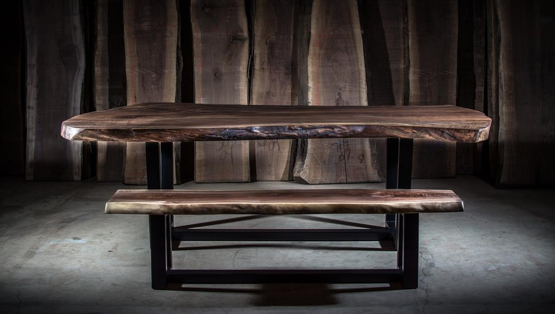 Rustic Walnut Dining Table & Bench | Kirkpatrick Designs | Valley ...