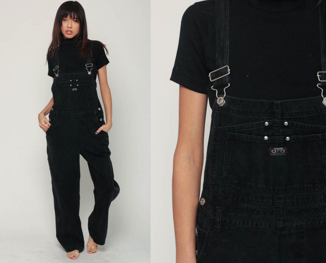 Black Denim Overalls 90s Grunge Baggy Bib Jordache Overalls Suspender ...