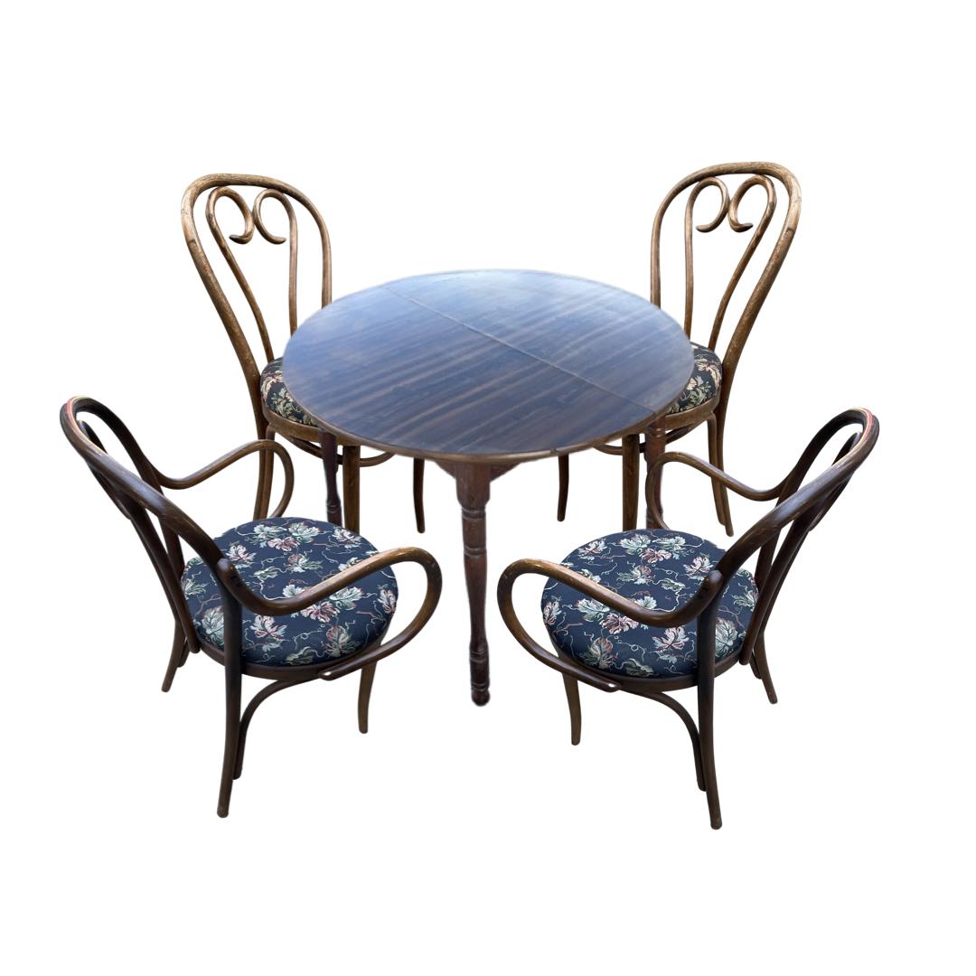 Antique Style Small Round Dining Table with Unique Veneer Top 36 ...