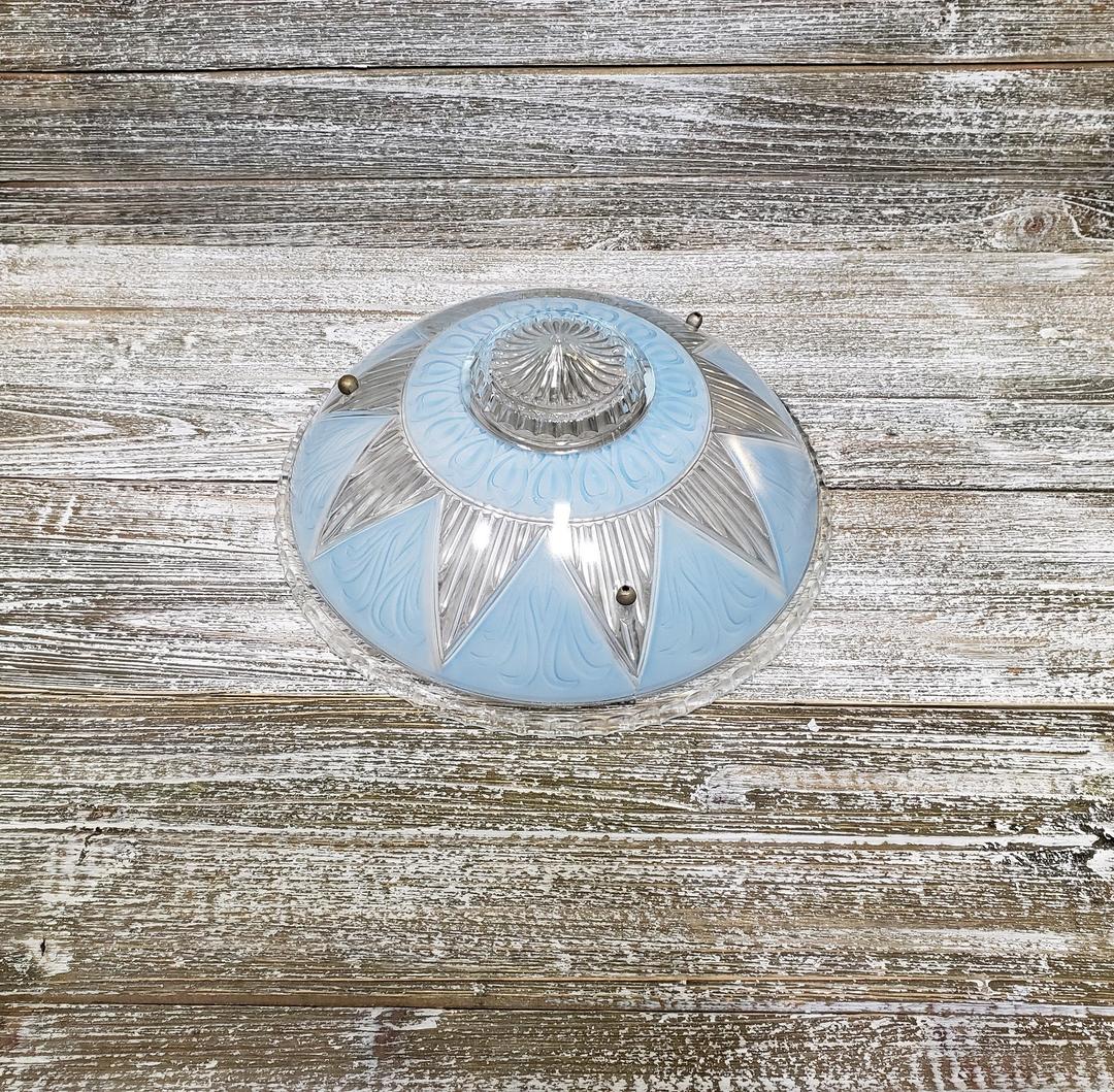 Antique Art Deco Round Glass Lamp Shade, Vintage 3 Chain Ceiling | A ...