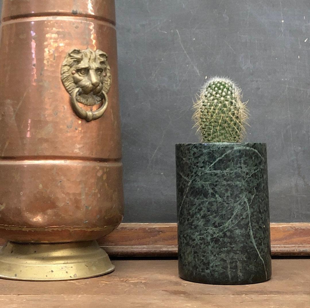 Vintage Utensil Container Retro 1980s Green Marble Kitchen Utensil ...