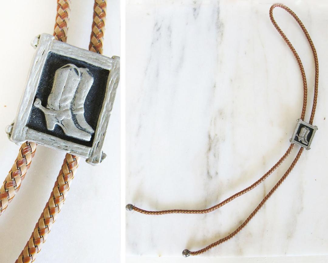 Vintage Bolo Tie - Cowboy Boot Bolo Tie - 50s 60 | Milk Teeths | Long ...