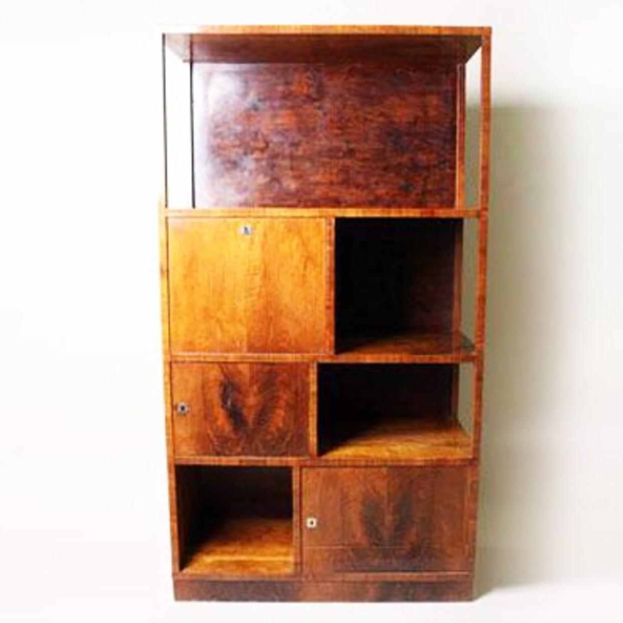 Art Deco Bookshelf with Locking Storage Compartments | c. 1930 | The ...