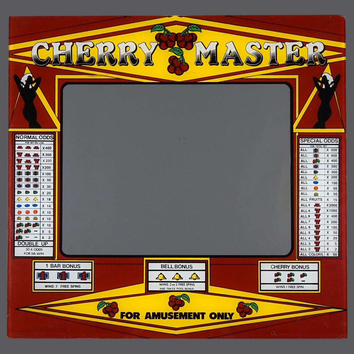 Cherry Master Slot Machine Bezel Plexiglas Game Front | Vintage ...
