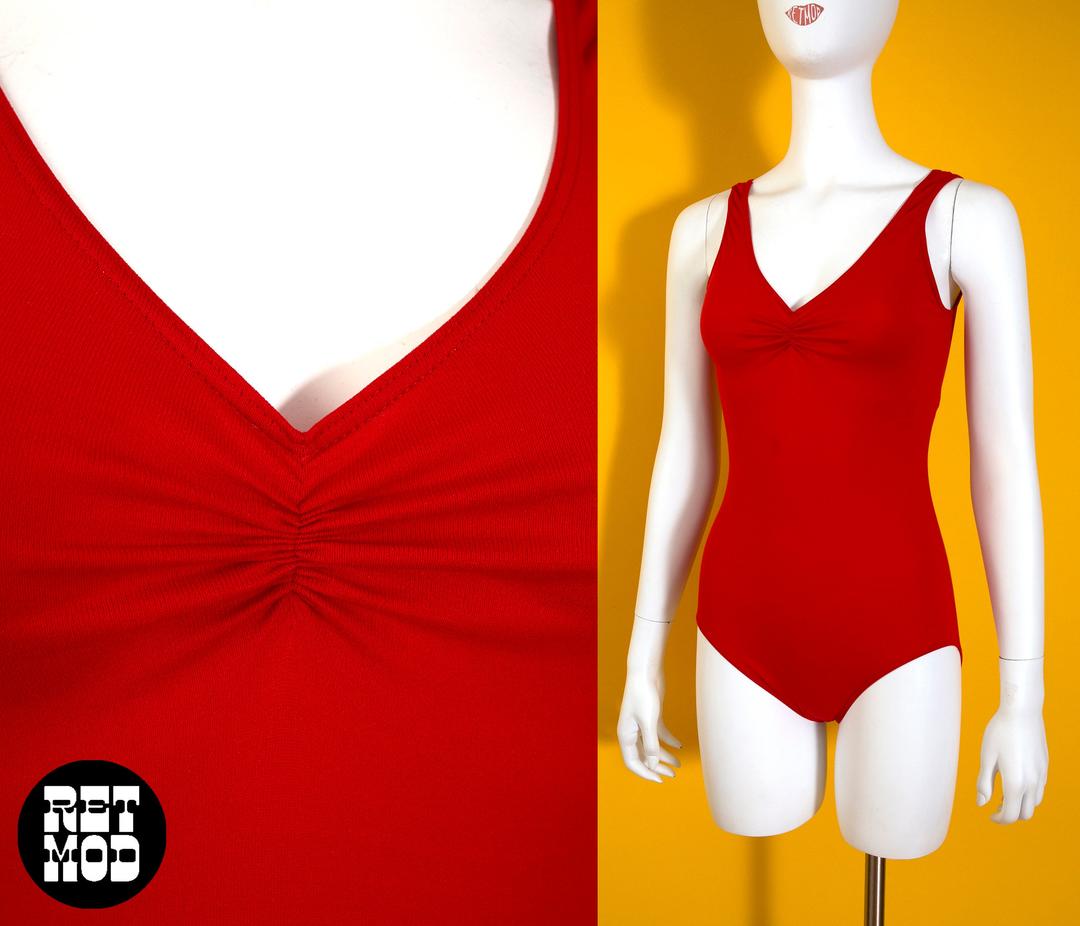 Vintage 70s 80s Red Danskin Leotard Bodysuit | RetMod | Atlanta, GA