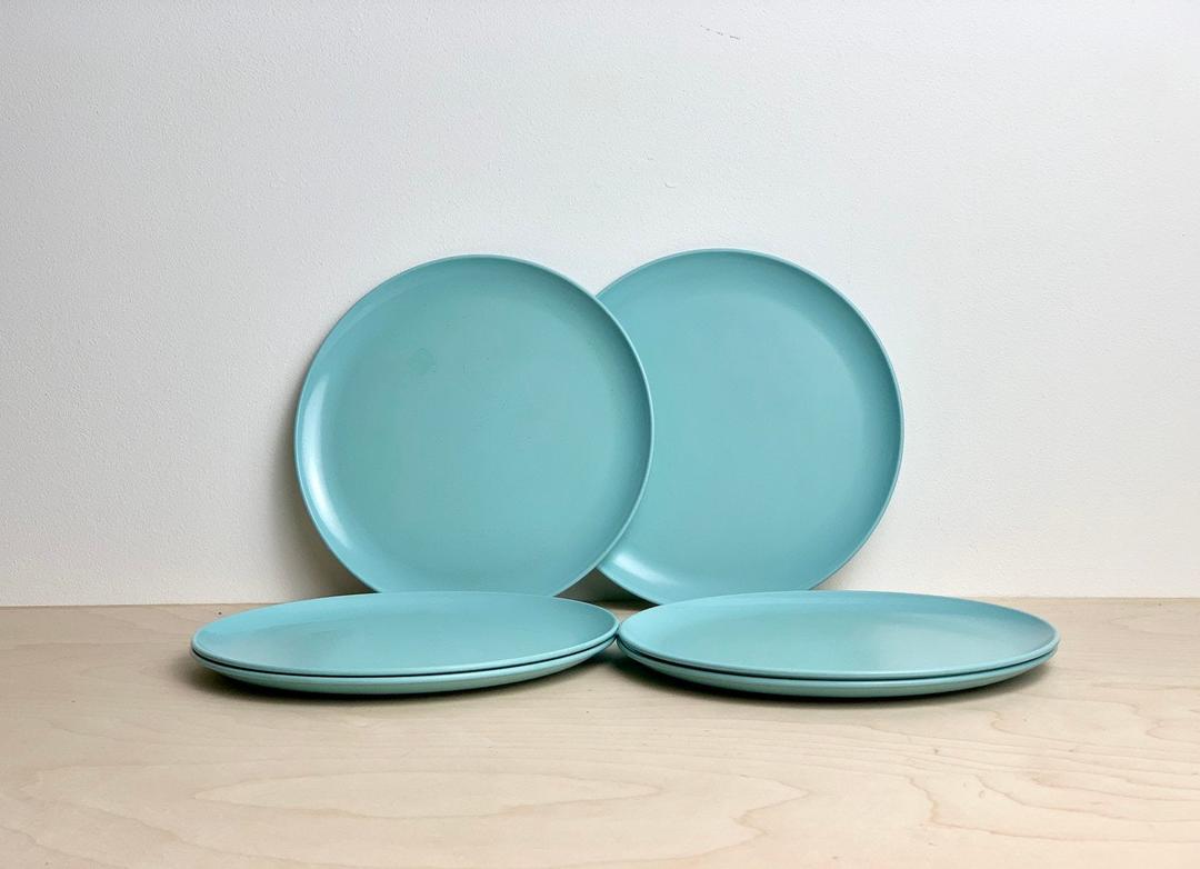 Vintage Turquoise Blue Melmec Dinner Plates, Melmac Dishes, by Stetson ...