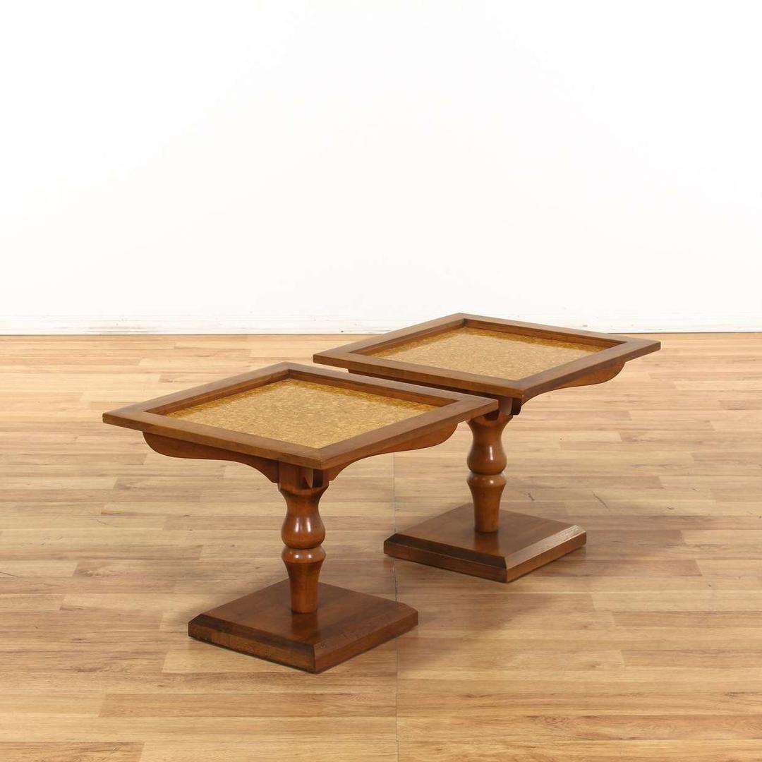 Pair of "Sprague & Carleton" Pedestal Cork End Tables | Loveseat (Los ...