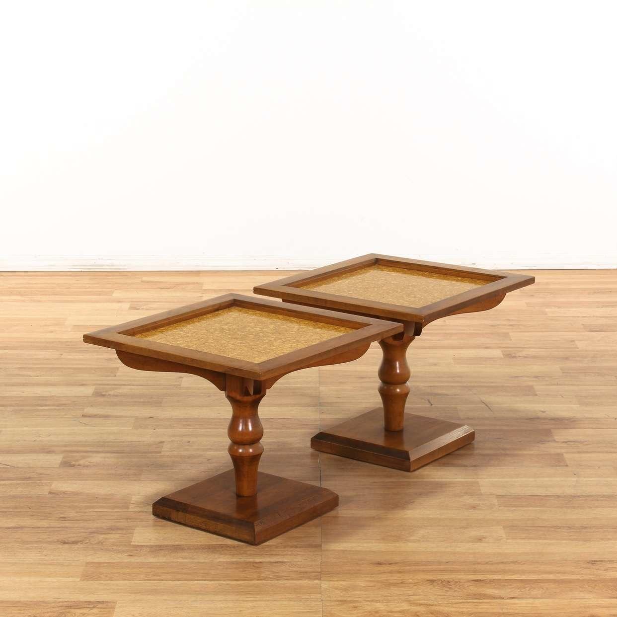 Pair of "Sprague & Carleton" Pedestal Cork End Tables | Loveseat (Los ...