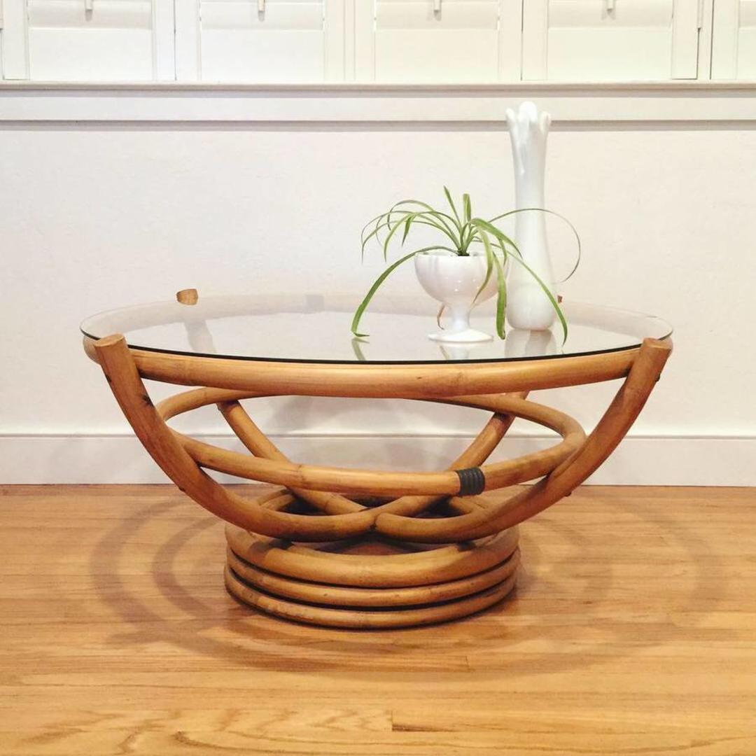 Vintage Boho Rattan Lazy Susan Coffee Table | Elizabeth of Castro ...