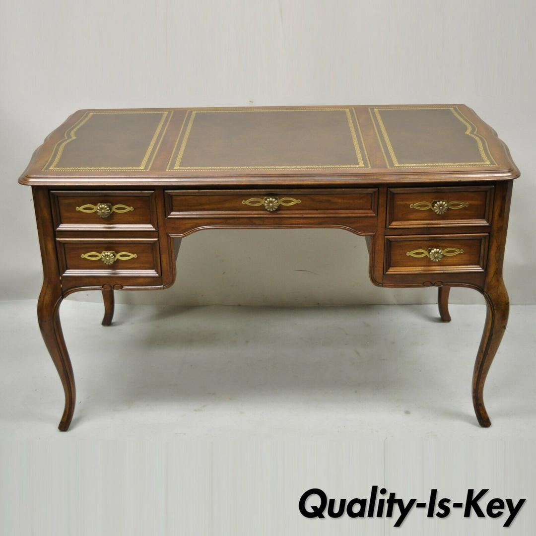 Sligh Vintage French Provincial Leather Top Cherry Wood Writing Desk ...