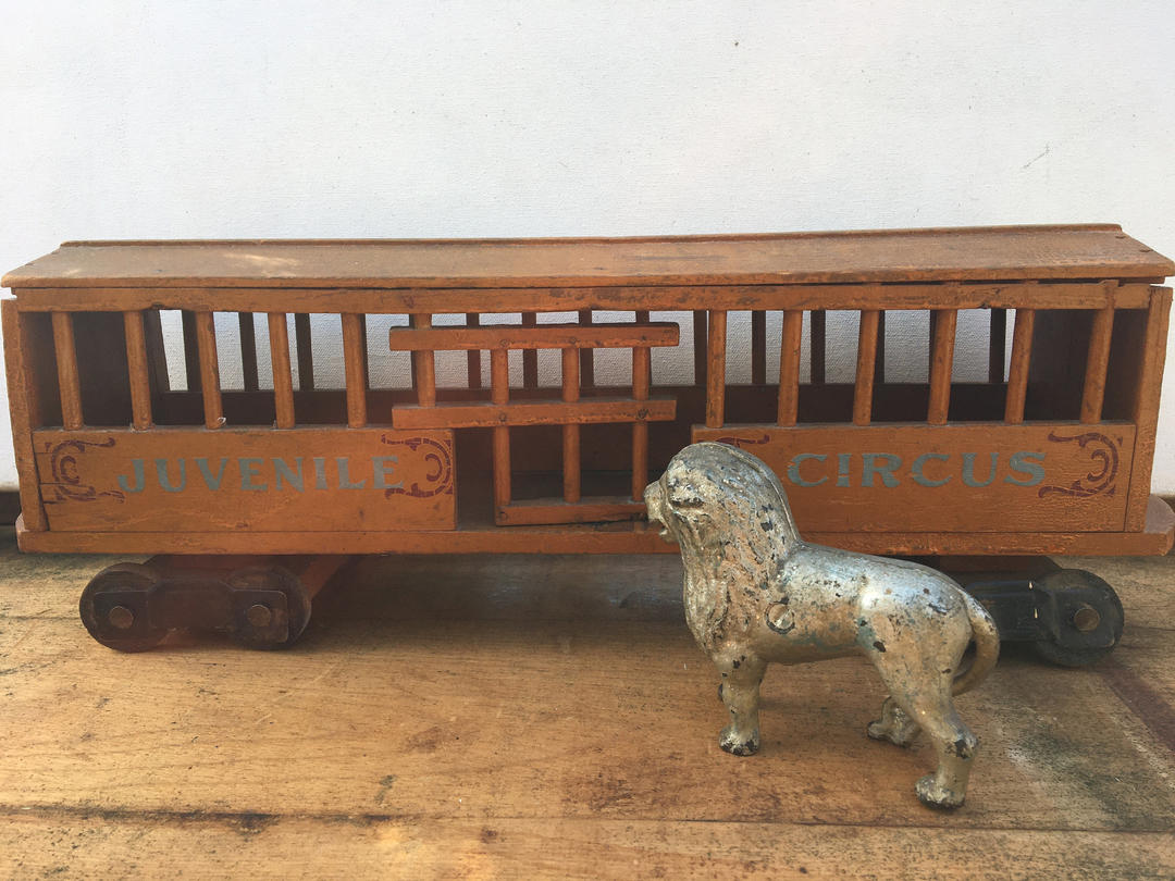 Large Antique Wood Circus Train Car, Juvenile Circus Train Cage ...
