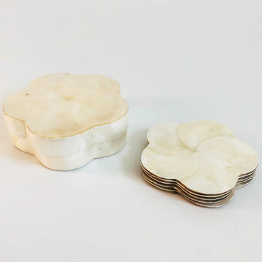 Vintage Flower Shaped Capiz Shell Coaster Box Set / | Sergeant Sailor ...