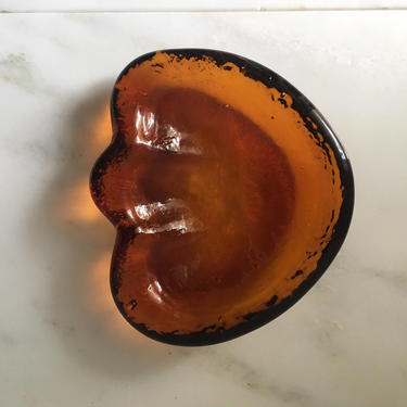 Mid Century Blenko Amoeba, Freeform Amber Honey Glass Bowl, Ashtray ...