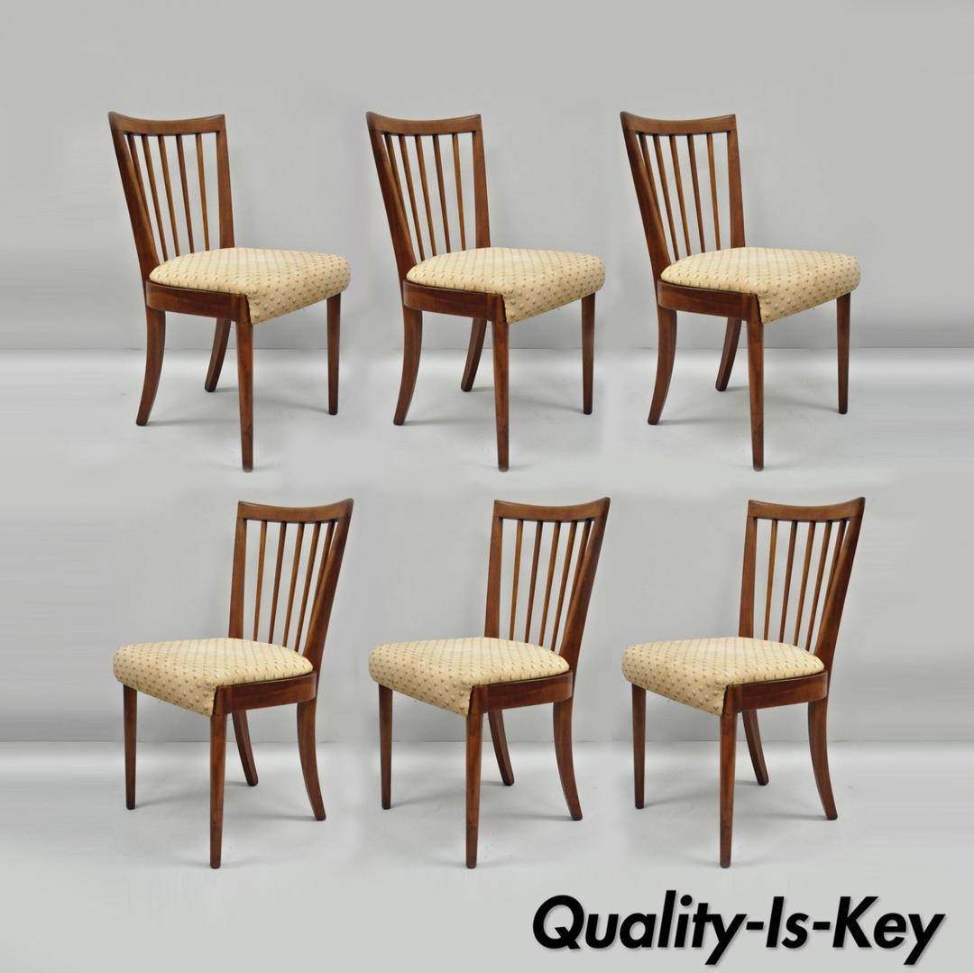 6 Vtg Mid Century Modern Cherry Spindle Back Dining Chairs by | Quality ...