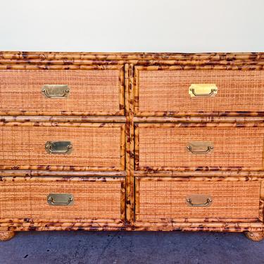 Tortoiseshell Rattan and Seagrass Dresser | Palm Beach Regency | Lake ...