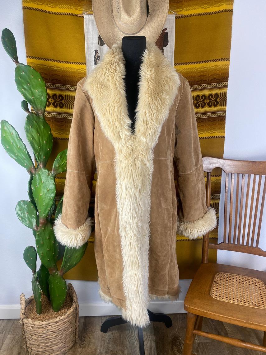 Vintage 1990s does 70s Soft Suede Penny Land Style Duster | Desert ...