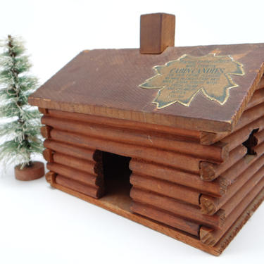 Antique Log Cabin Candies Box, Antique Wooden Candy Container for ...