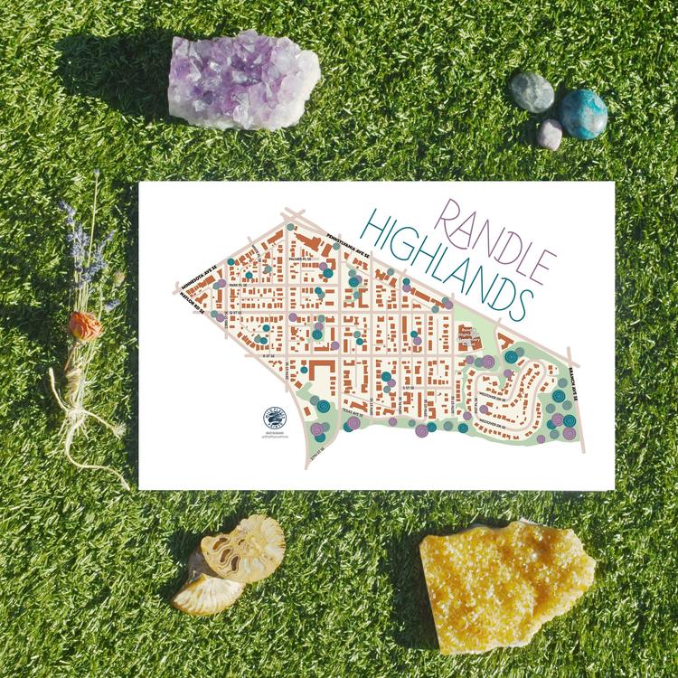 Randle Highlands Southeast Washington DC neighborhood map art print ...