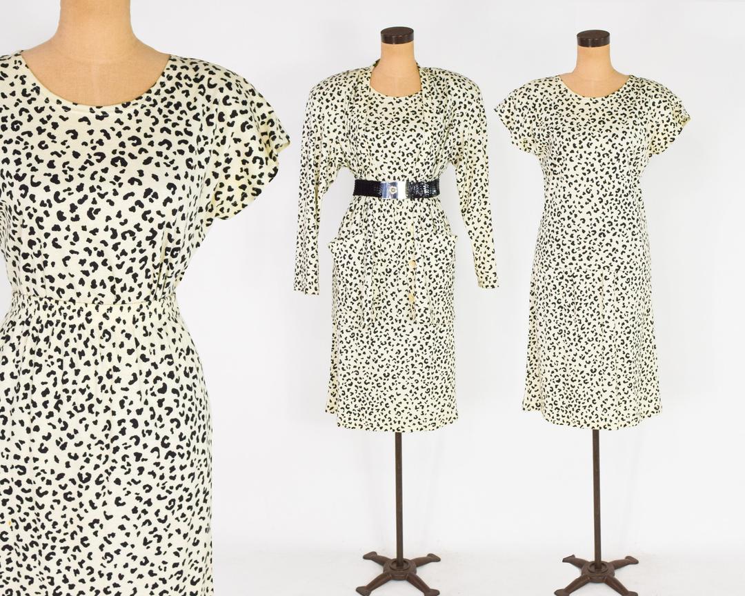 1980s Leopard Print Set | 80s Animal Print Cotton Knit 3pc | Glenna's ...