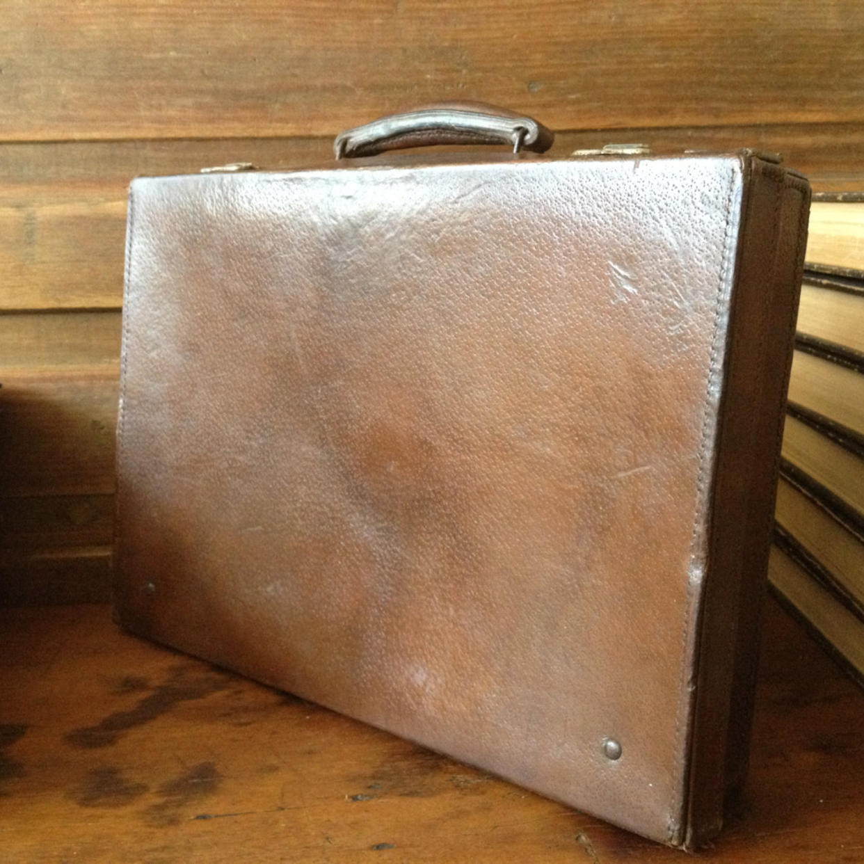 Rustic Leather Briefcase, Suitcase, Attache, Document Case, Pigskin ...