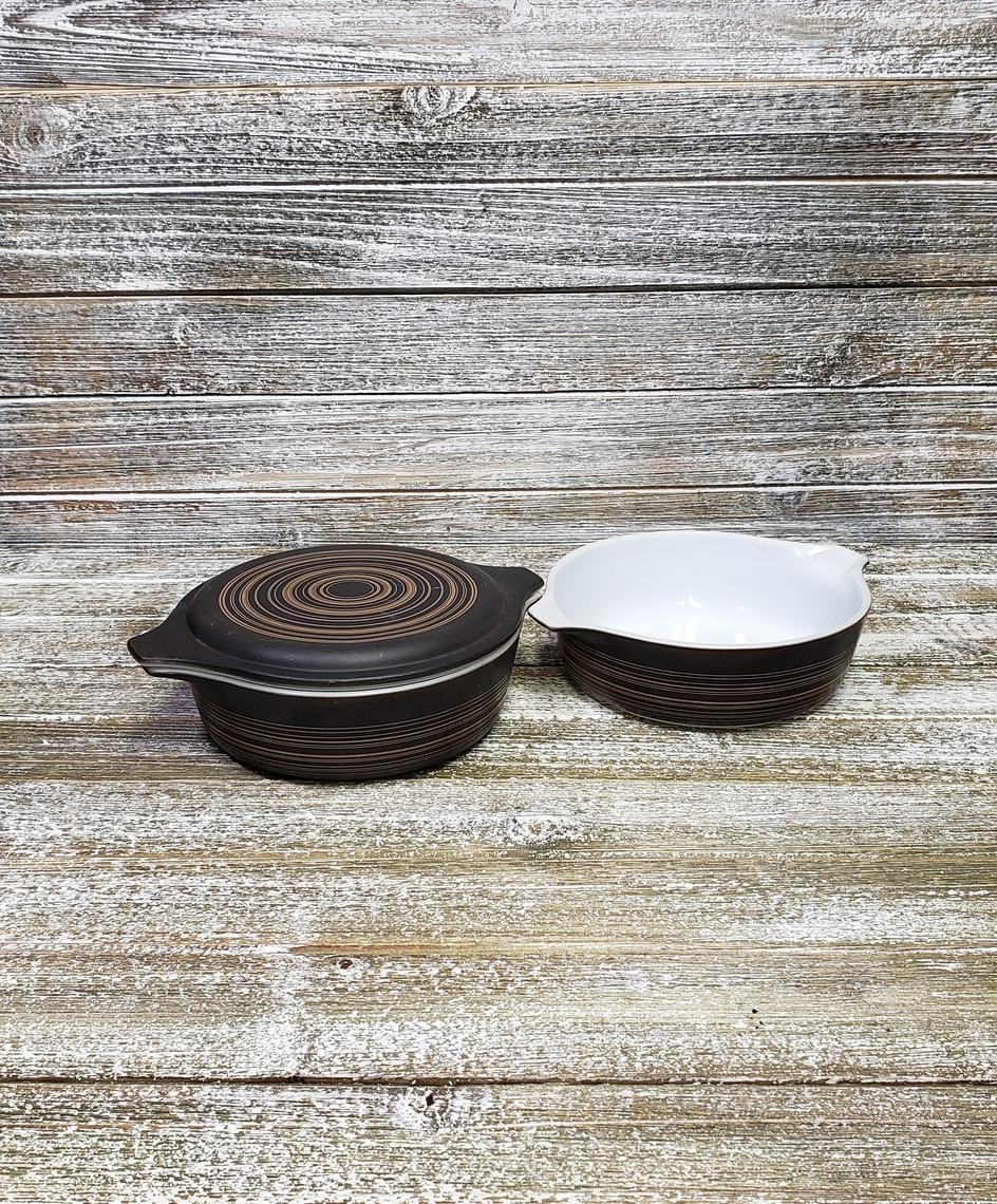 Vintage Terra Pyrex, Pyrex Casserole Bowls, 471 Matte Brown striped ...