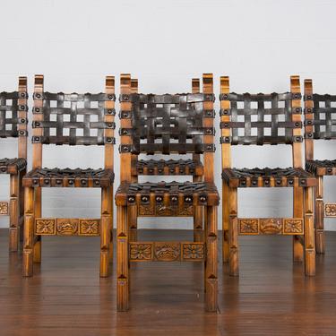 Antique Set of 6 Spanish Navarro Argudo Oak Dining | StandOut Spaces ...
