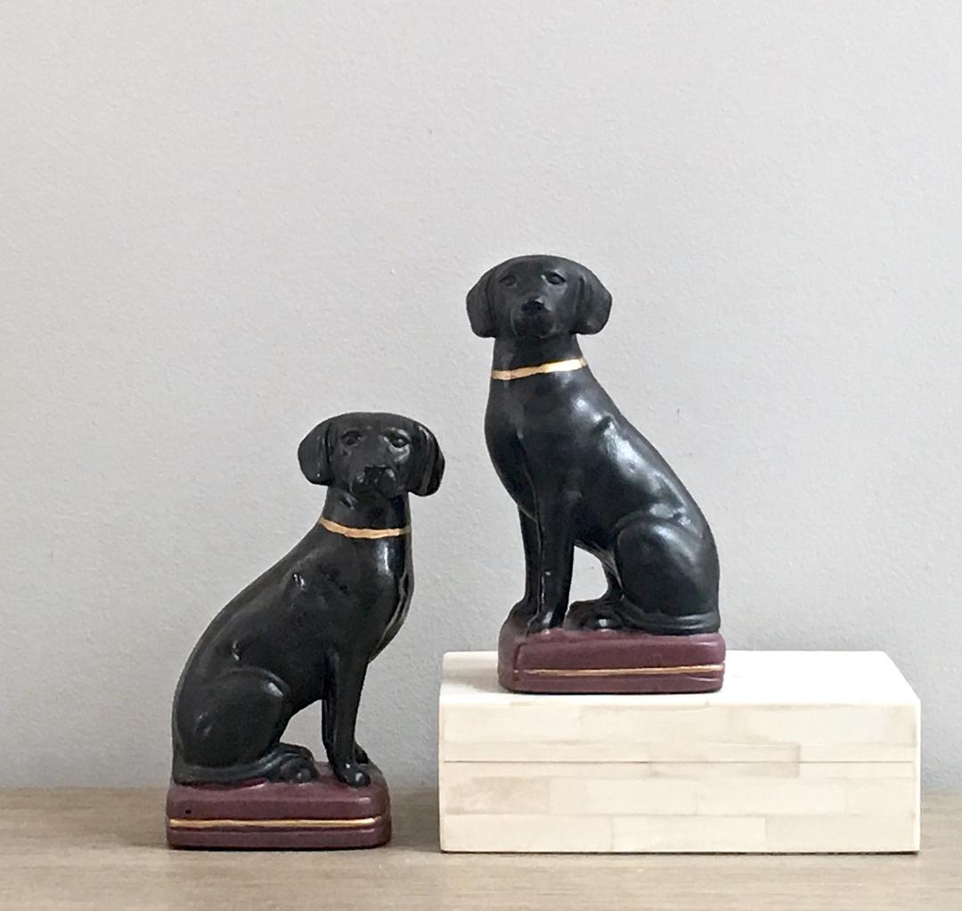 Black Labrador Statues Figurines Lab Mantle Dogs Bookends Preppy ...
