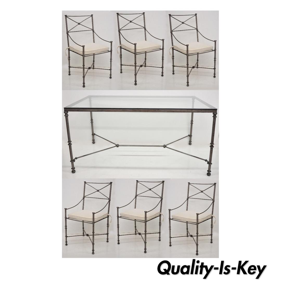 Pier 1 Medici Collection Pewter Iron Dining Set Table with Glass ...