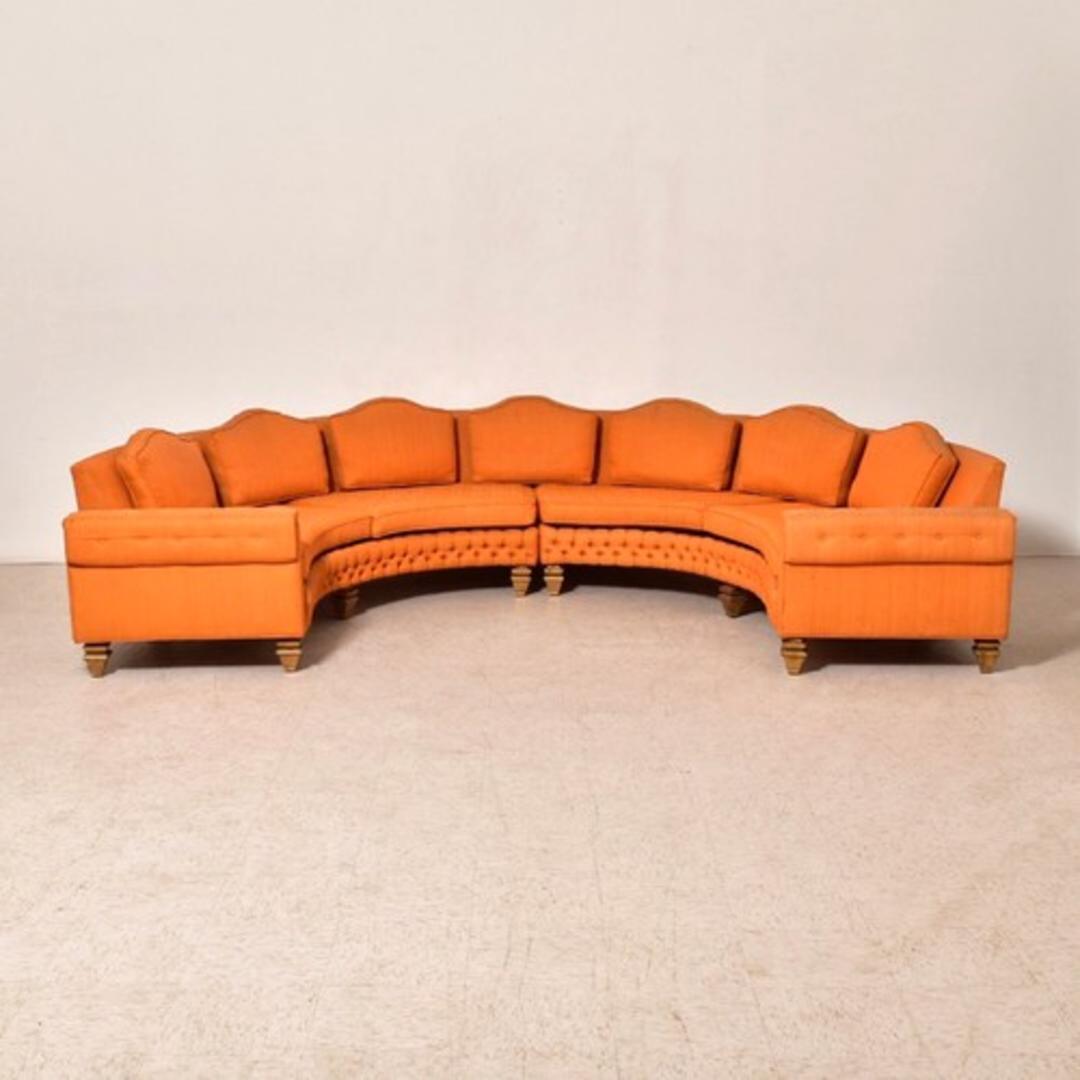 Authentic 1970s Vintage Mid Century Circle Sofa with New Upholstery ...