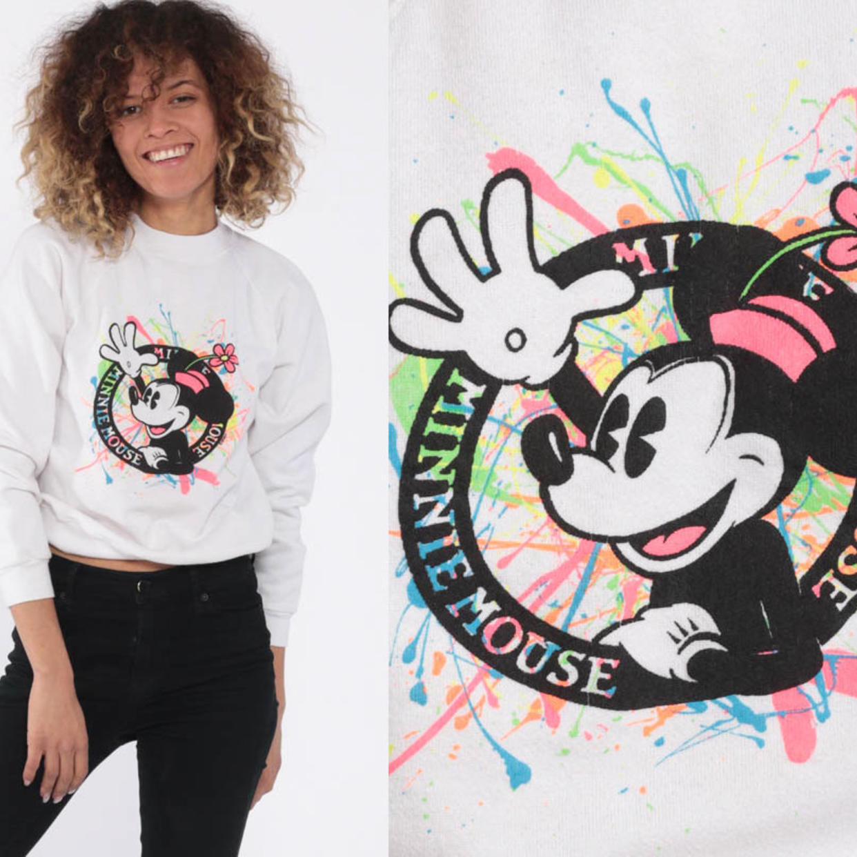 Minnie Mouse Sweatshirt Neon Paint Splatter Walt Disney | Shop Exile ...