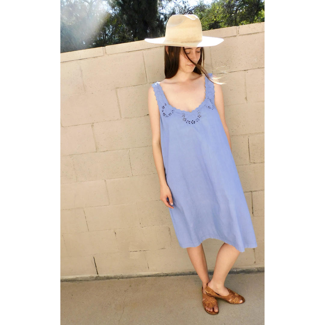 Cornflower Edwardian Dress // vintage boho hippie crochet slip midi ...