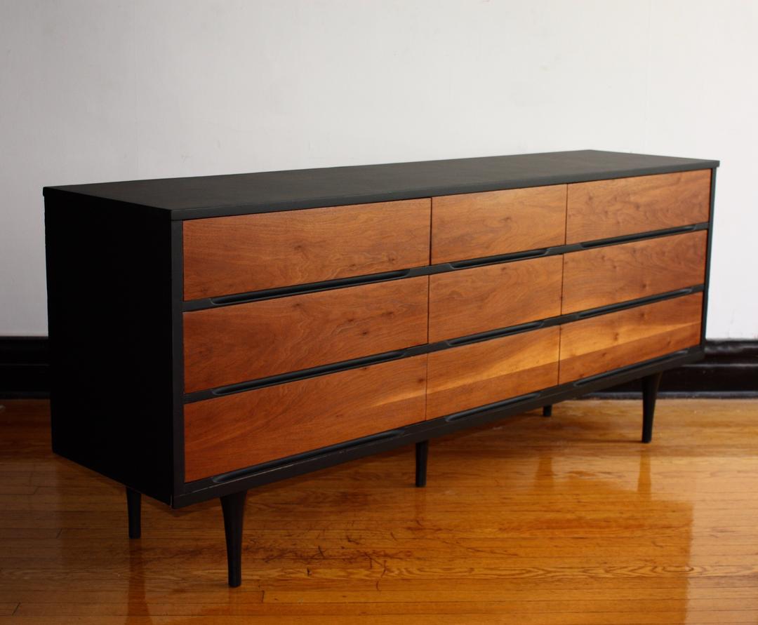 Black and Wood Mid Century Modern Dresser//MCM Media Console ...