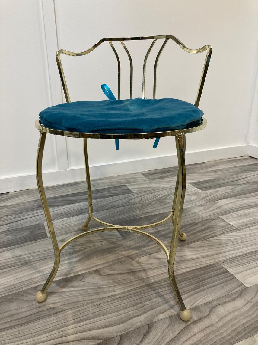 Gold Chair, Gold Vintage Chair, Mid Century Vanity Chair, dainty ...