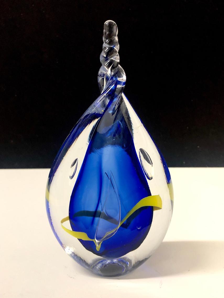 Adam Jablonski Art Glass Sculpture Paperweight Signed with Label 6.25”H ...